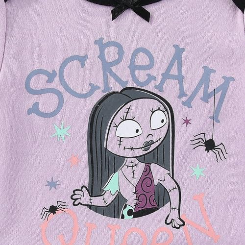 Disney Nightmare Before Christmas Sally and Jack Girls’ 3 Pack Bodysuit for Newborn and Infant – Purple/Grey/Black