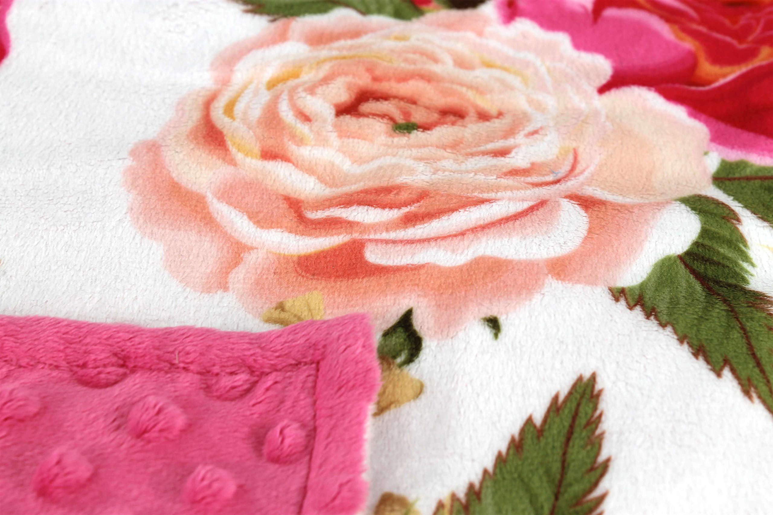 Baby Car Seat Canopy Cover - Hot Pink on White Roses