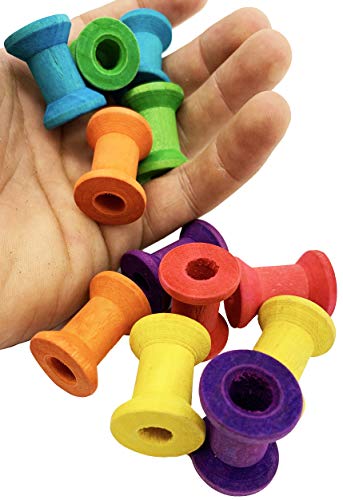 Bonka Bird Toys 2103 Pk12 Wood Bobbins Parrot Foot Craft Talon Cage Part Conure