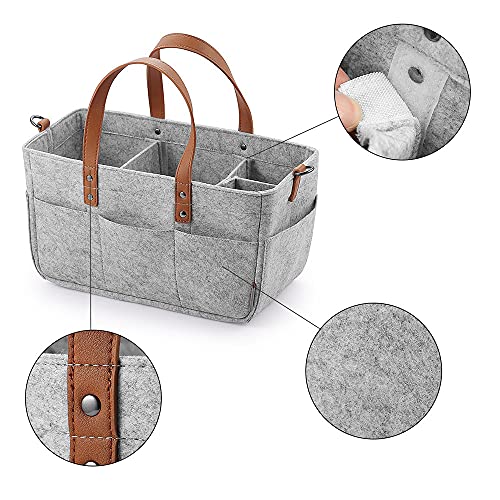Baby Diaper Caddy Organizer - Baby Shower Basket Portable Nursery Storage Bin Car Storage Basket for Toys (Light gray)