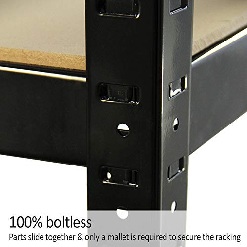AUTOFU 5-Tier Utility Shelves, Garage Shelving Unit, Metal Storage Shelves, Adjustable Storage Racks, Heavy Duty Shed Shelf, Kitchen Racking - Black, 66" x 30" x 12"