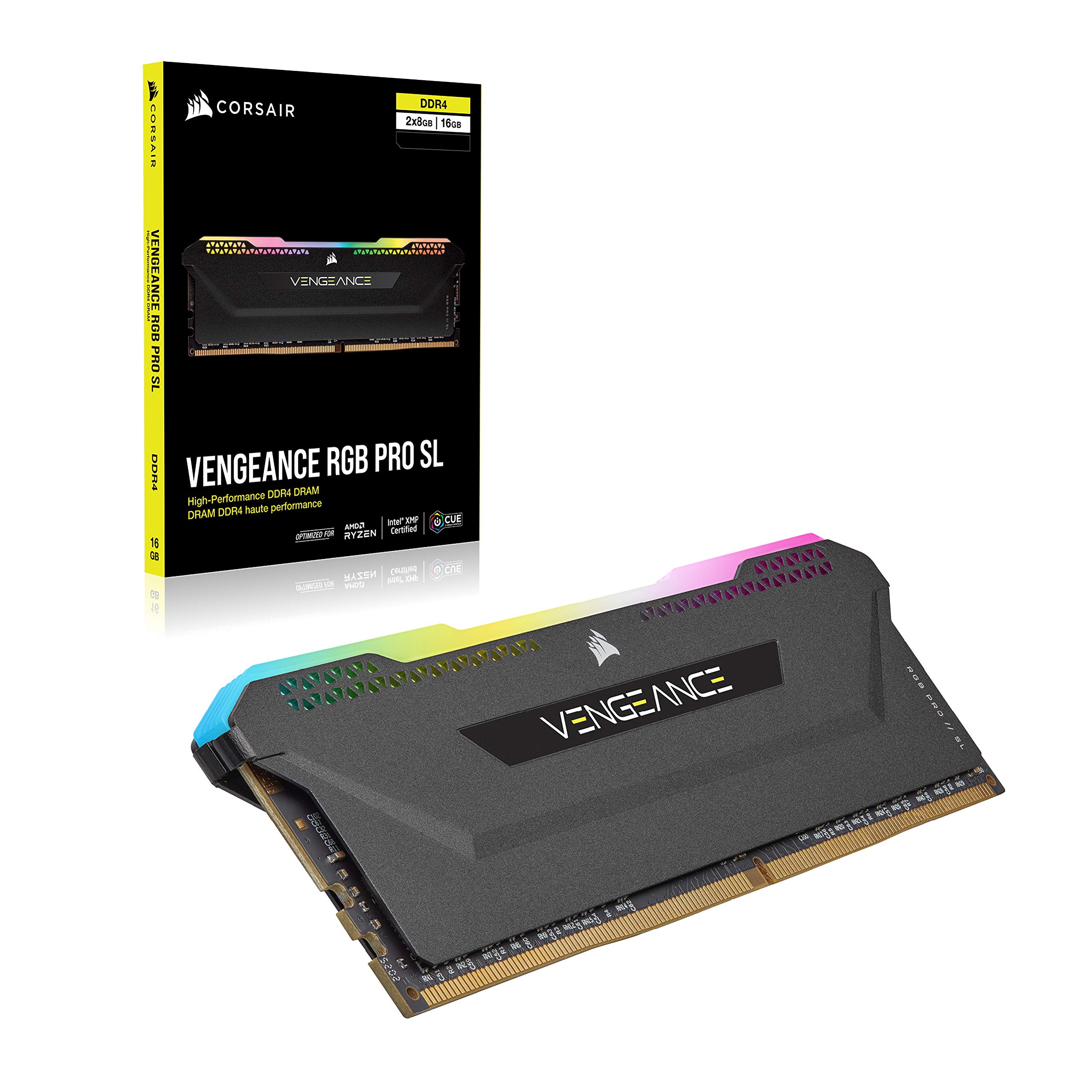 CORSAIR VENGEANCE RGB PRO SL 64GB (4x16GB) DDR4 3600 (PC4-28800) C18 1.35V Desktop Memory - Black