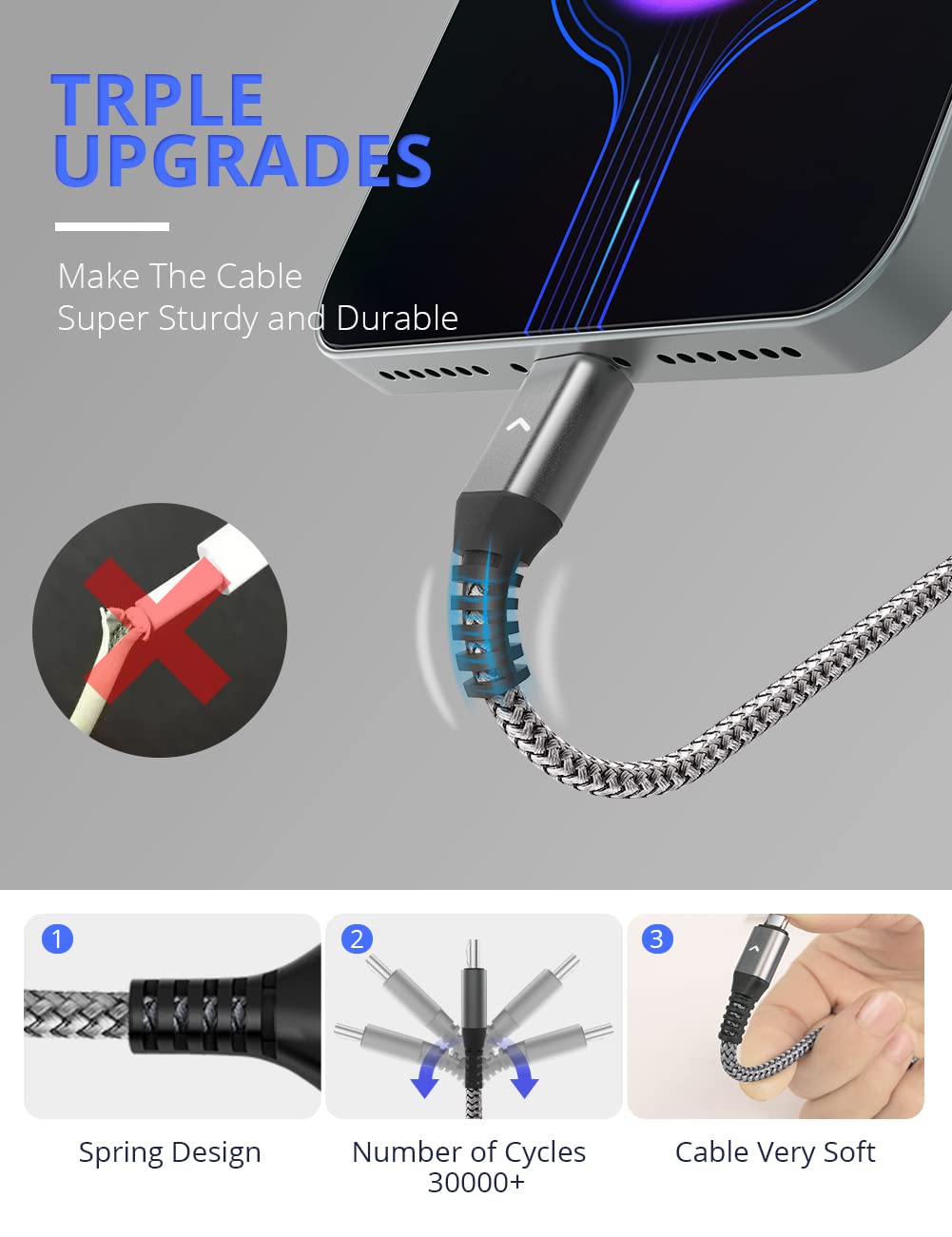 JIUWFOX Micro USB Android Charger Cable [2-Pack 4ft+6ft], Light Up Micro USB Charging Cable for Samsung Galaxy S7 Edge S6 S5 J7 J7V J5 J3, Moto E6 E5 E4, LG K40 K20, Xbox, PS4