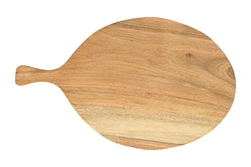 Creative Co-Op DF3134 Round Acacia Wood Cheese Handle Cutting Board, 10.25", Brown