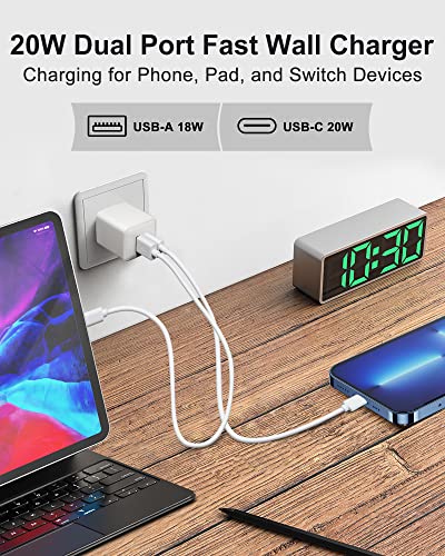 2 Pack USB C Wall Charger, PLSFLICK 20W Dual Port Power Delivery Fast Type C Charging Block Plug AdapterĀ for iPhone 14 13 12 Pro Max Mini XR XS SE, Ipad, Airpods, Samsung Galaxy(White)