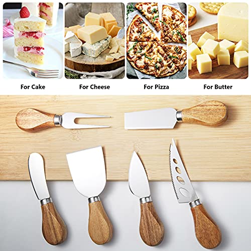 HyChill Cheese Knife Set 6-piece Cheese Knife with Acacia Wood Handle Stainless Steel Cheese Slicer Cheese Cutterā¦