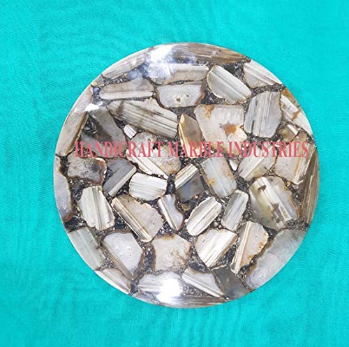 21" Inch Round Brown Grey Agate Coffee Table with Hair Pin Style Metal Base, Agate Table, Stone Coffee Table, Agate Table Top, Agate Round Coffee Table, Agate Side Table Home Decor