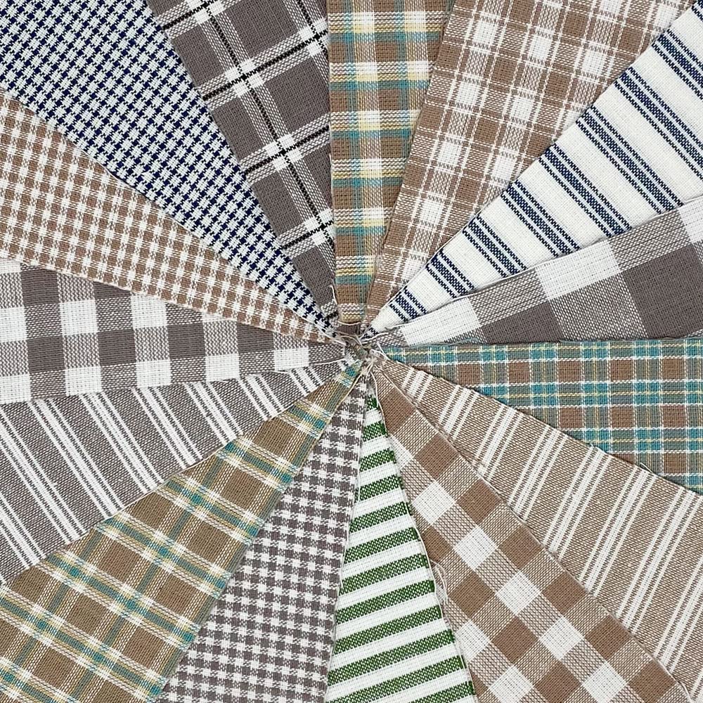 40+ Lightwash Neutral Charm Pack, 5 inch Precut Cotton Gray Taupe Plaid Homespun Fabric Squares by JCS