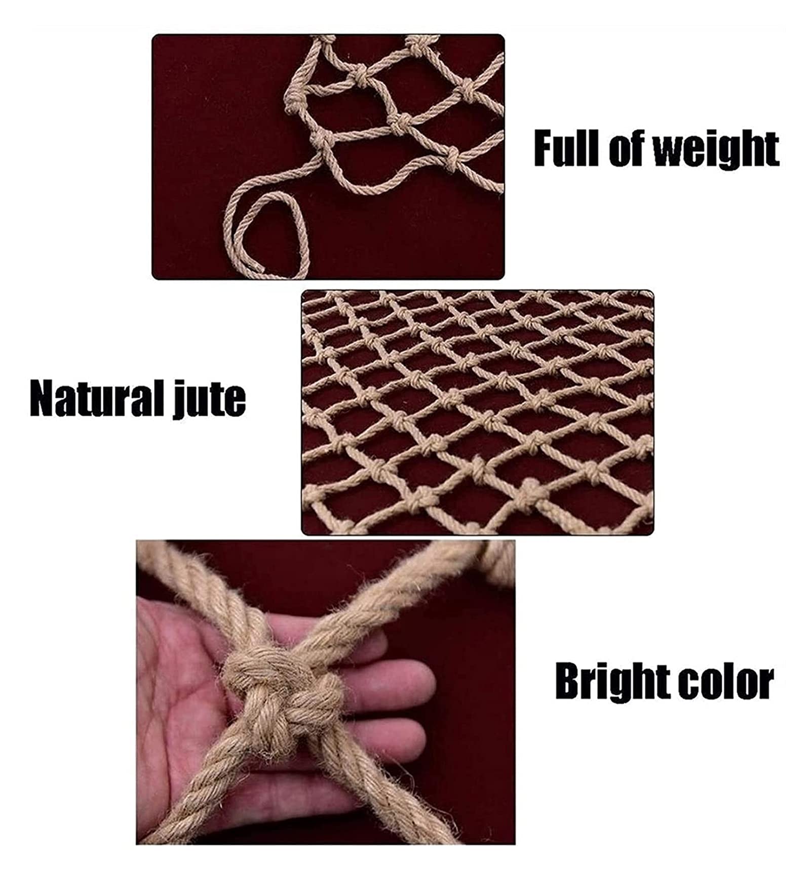 Hynet Climbing Cargo Net, Kids Safety Net, Waterproof Hemp Rope Net, Swing Rope Ladder Truck Trailer Netting, Balcony Railing Stair Protection Decor Mesh (Size : 1 * 3m(3 * 10ft))