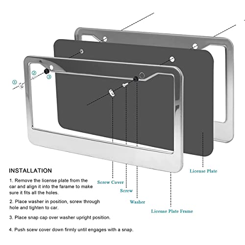 2 Pack License Plate Frames for U.S. Army, Universal Aluminum Front and Rear License Plate for United States Army (Black)