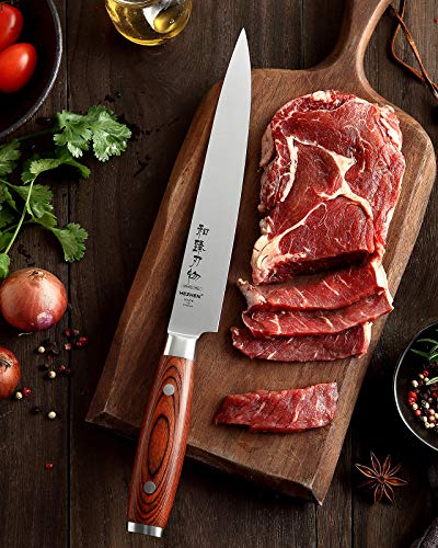 HEZHEN Stainless Steel Slicer Knife,German Steel Carving Knife, Pakka Wood Handle with Gift Box