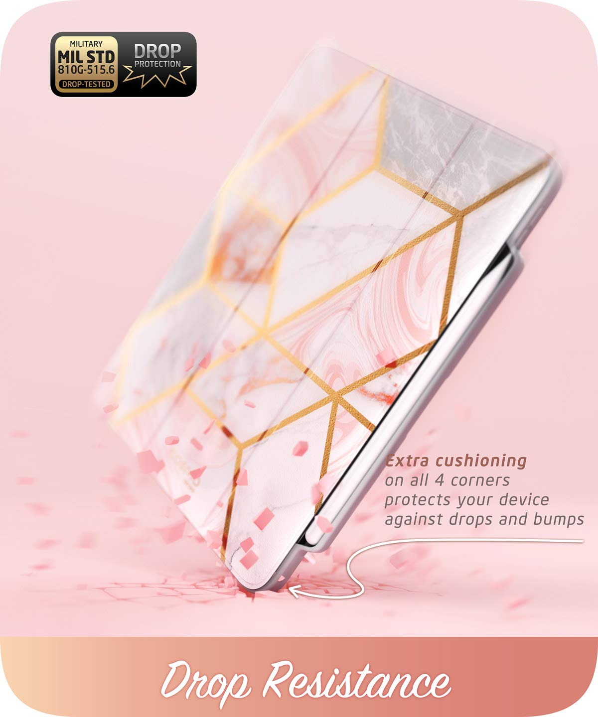 i-Blason Cosmo Case for New iPad Pro 12.9 Inch (2022 2021 2020 Release), Full-Body Trifold Stand Protective Case Smart Cover with Auto Sleep/Wake & Pencil Holder (Marble)