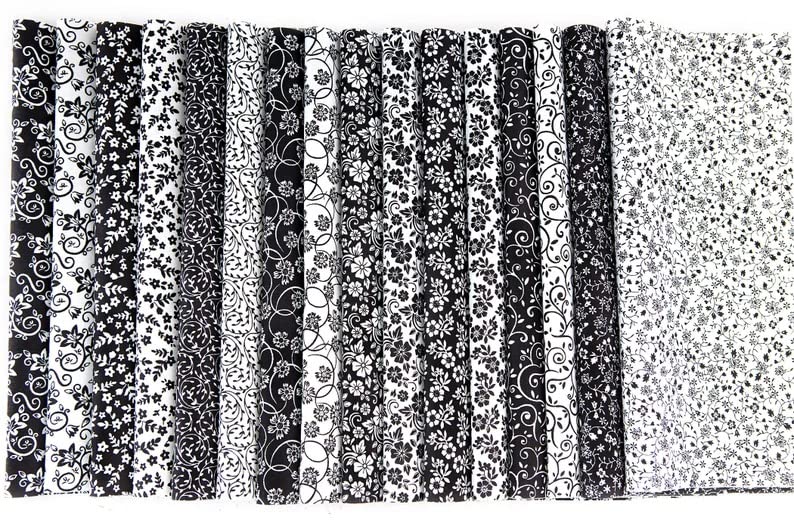 16 Pieces Fabric Cute, Beautiful New 2.5 inch Black & White Basics Jelly Roll, Cute 100% Cotton Fabric Quilting Strips
