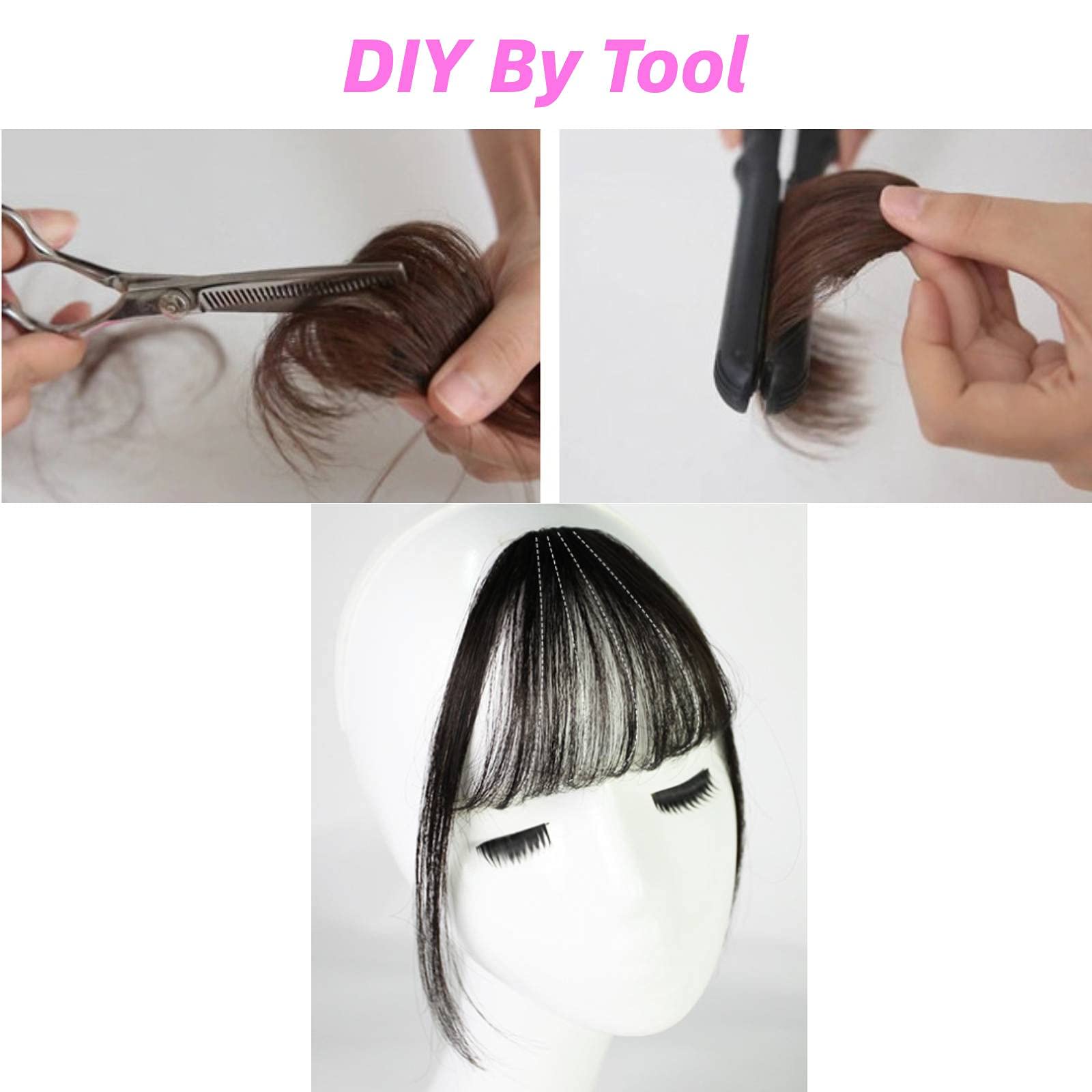 WILLBOND Bangs Halloween Hair Clip in Bangs 100% human hair Curved Wispy Bangs with Temples Hairpieces for Women Clip on Air Bangs Hair Extension for Daily Wear(Deep Brown)