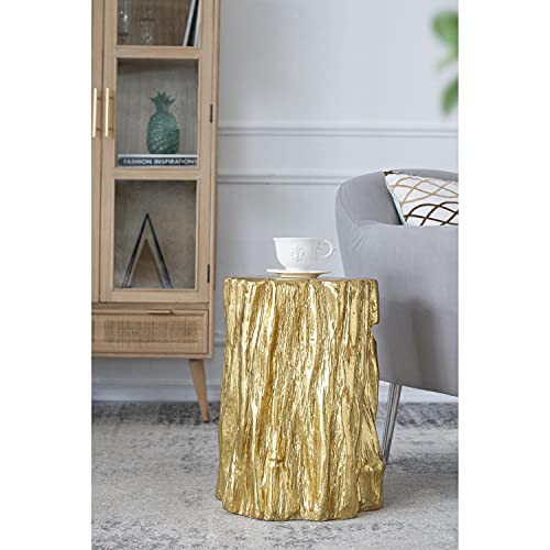 A&B Home Nature Wood Texture Inspired, End Table Side Table Living Room Furniture Luxury, Golden Tree Trunk Garden Stool or Gold Coffee Table Accent Tables for Small Spaces - 13.5x13x20