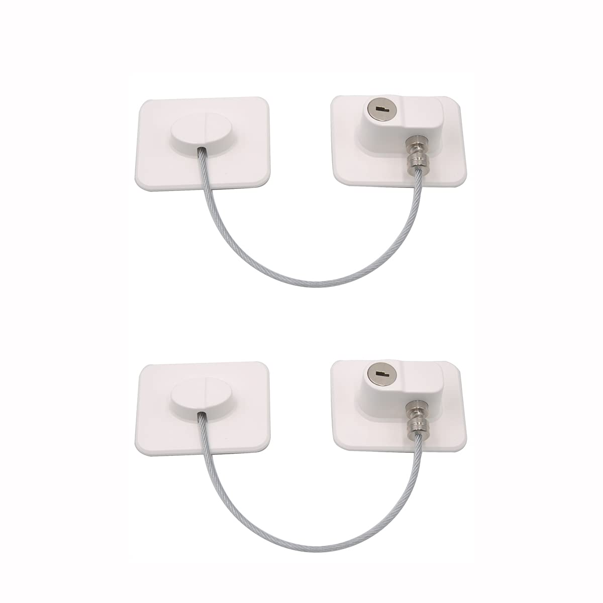 Refrigerator Lock, 2 Packs Self-Adhesive Fridge Lock with Keys, Childproof Freezer Lock Cabinet Locks with Rustproof Straps Strong Adhesive White.