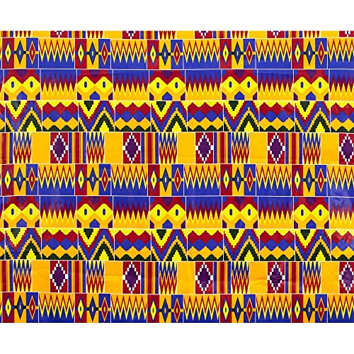 African Fabric 100% Cotton Kente Cloth by The Yard 6 Yards African American Ankara Print Wax Fabric 1381