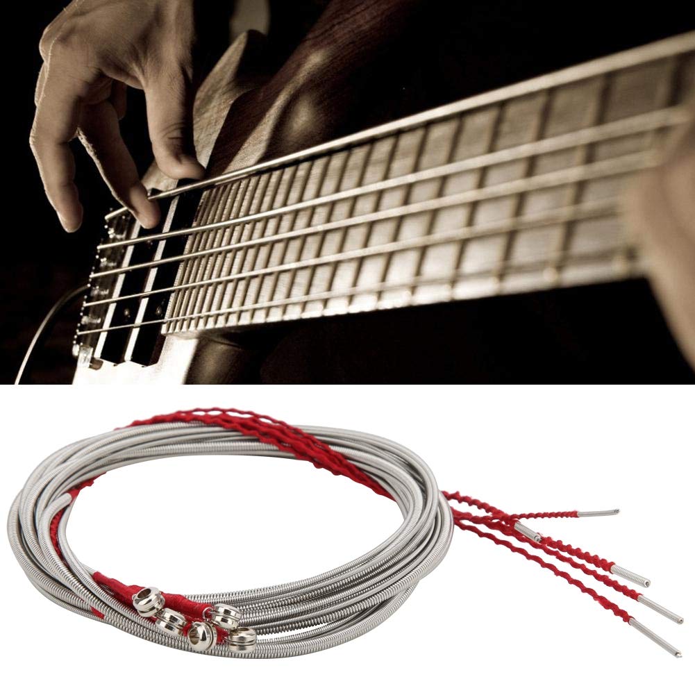 5Pcs Bass String, Steel Bass Strings Set Bass Parts Musical Instrument Accessories for Guitar Beginner Electric guitar accessories