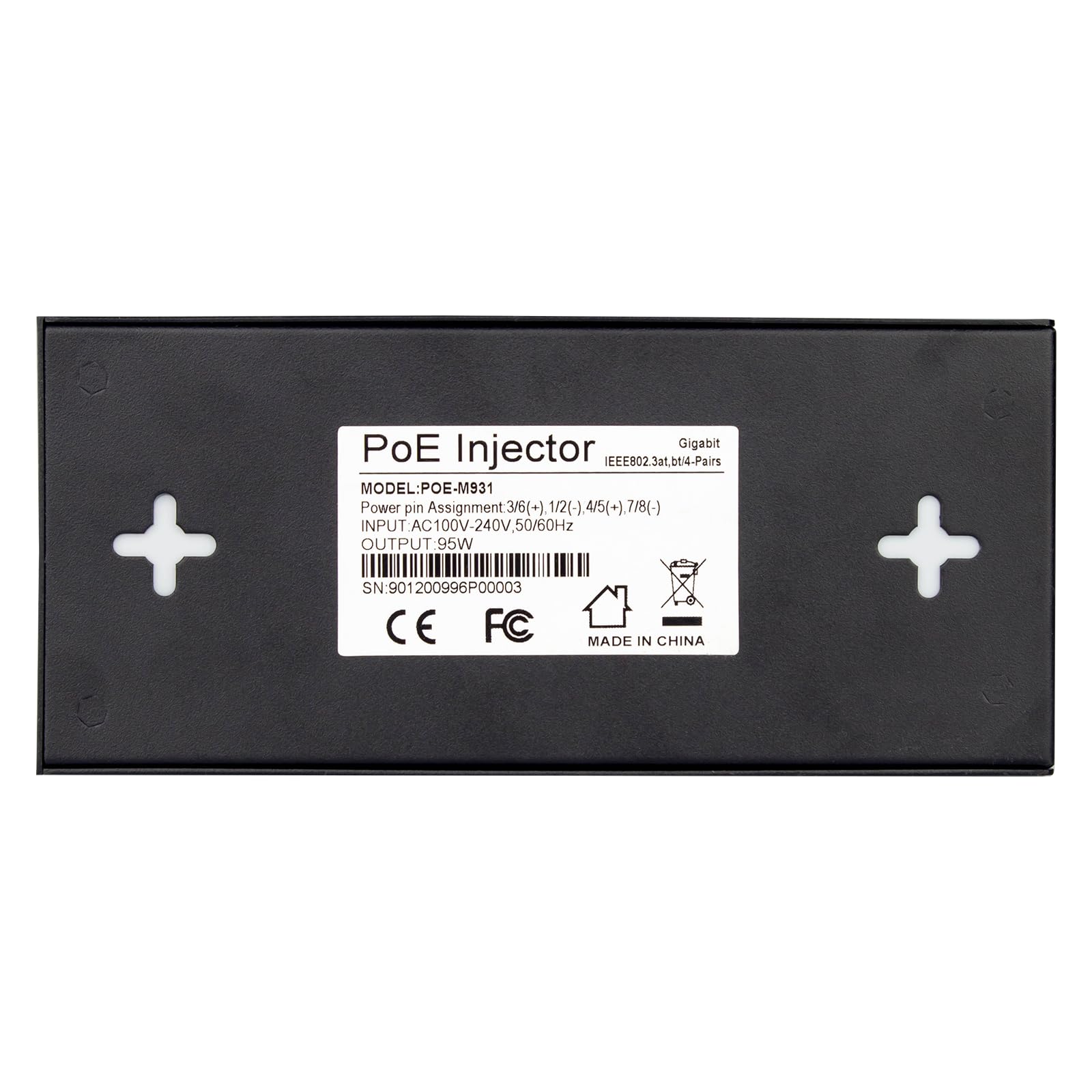 CENTROPOWER High Power Gigabit PoE Injector 90W，Ethernet Switch PoE+ Injector Adapter，10/100/1000Mbps，IEEE 802.3af/at/bt Compliant, Up to 100M(328 feet)