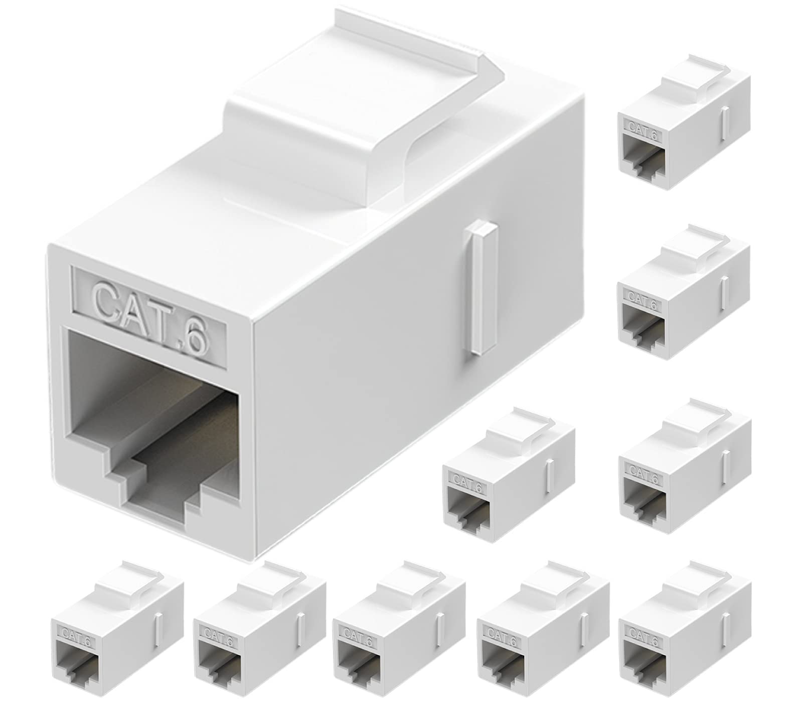 Tedgetal Cat6 Keystone Coupler RJ45 Ethernet Insert Jack Coupler 10 Pack Female to Female Inline Extender, White