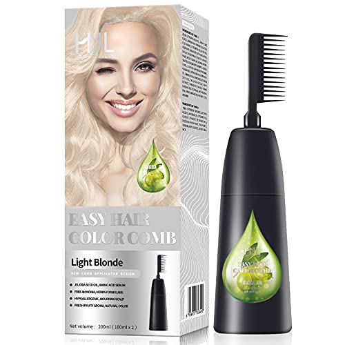HJL Hair Color Permanent Hair Dye Cream with Comb Applicator Ammonia Free Hair Coloring Kit, Light Blonde, Pack of 1