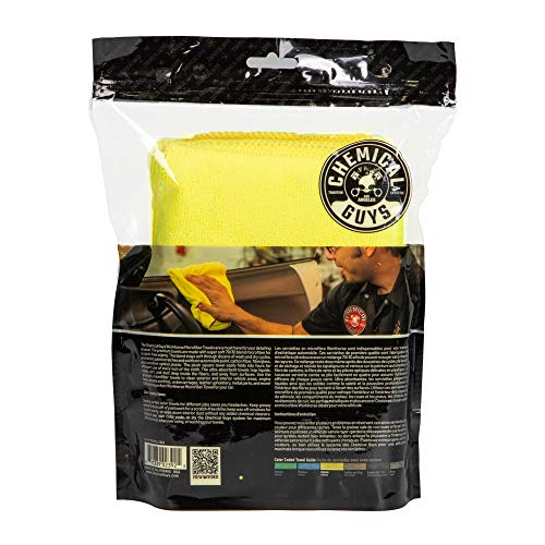 Chemical Guys MICYELLOW03 Workhorse Professional Microfiber Towel, Yellow (Safe for Car Wash, Home Cleaning & Pet Drying Cloths) 16" x 16", Pack of 3
