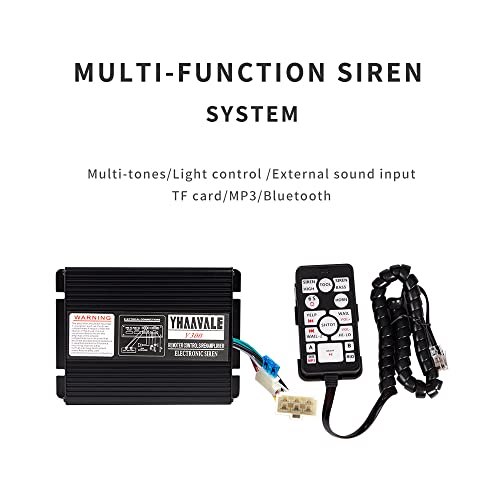 YHAAVALE MP3 Multifunction Police Siren,Bluetooth Y300 Amplifier,Metal Flat Speaker,Electric Emergency Signal Division PA System for Vehicles