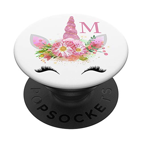 Cell Phone Holder Pop Up Handle,Cute Unicorn Pink Initial M PopSockets PopGrip: Swappable Grip for Phones & Tablets