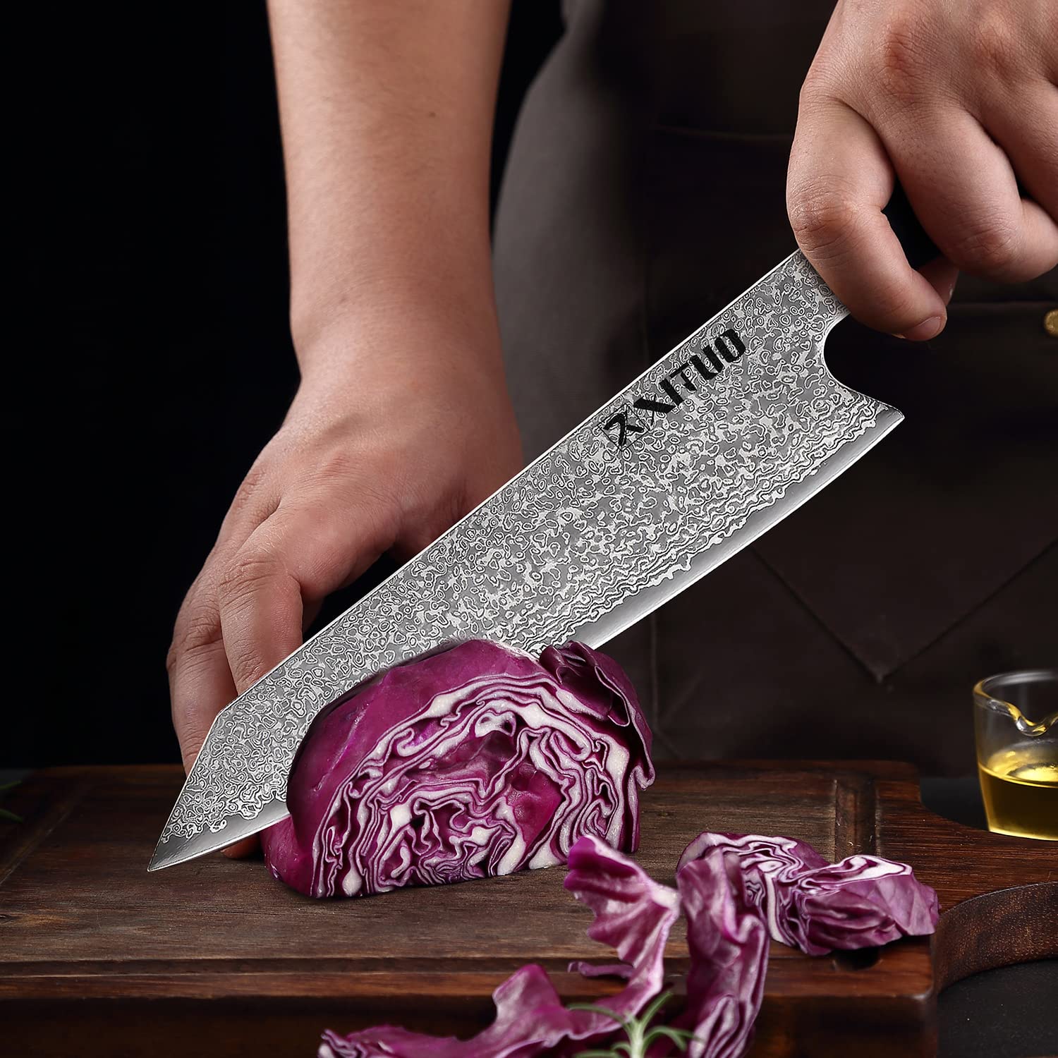 XT XITUO Kiritsuke Chef Knife,8 inch kitchen Knives Japanese VG10 Steel Damascus Kitchen Meat Sushi Cutting Cleaver Knife w/octagon Wood handle Gift Box (8-Inch Kiritsuke Knife)…