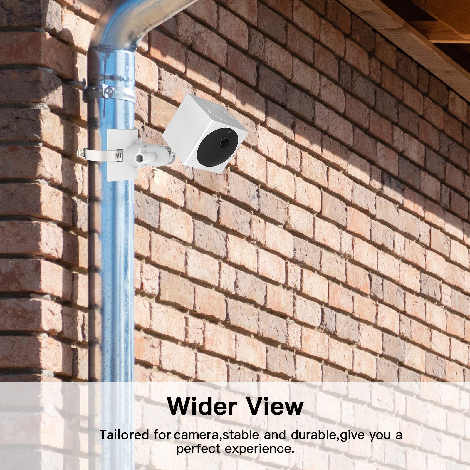 Holaca Pole Mounting Bracket for Wyze Cam Outdoor/V3/V3 Pro/V4,Adjustable Wall Mount for Wyze Camera Home Camera System,Applicable Pipe Diameter Size 1.18-7.87 inch (30mm-200mm) White