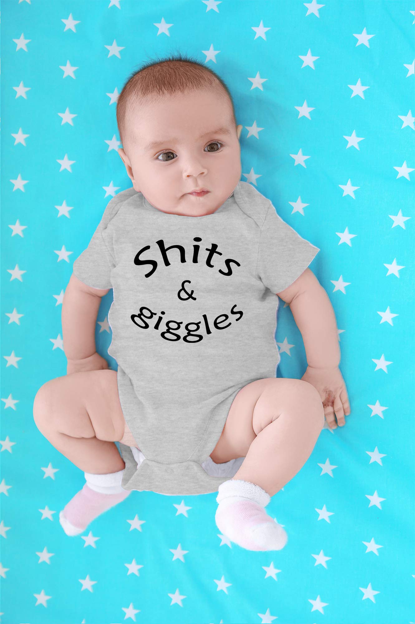 CBTwear Shits And Giggles - Baby Clothes - Funny Newborn Bodysuit Outfits for Boys and Girls (Newborn, Heather Grey)