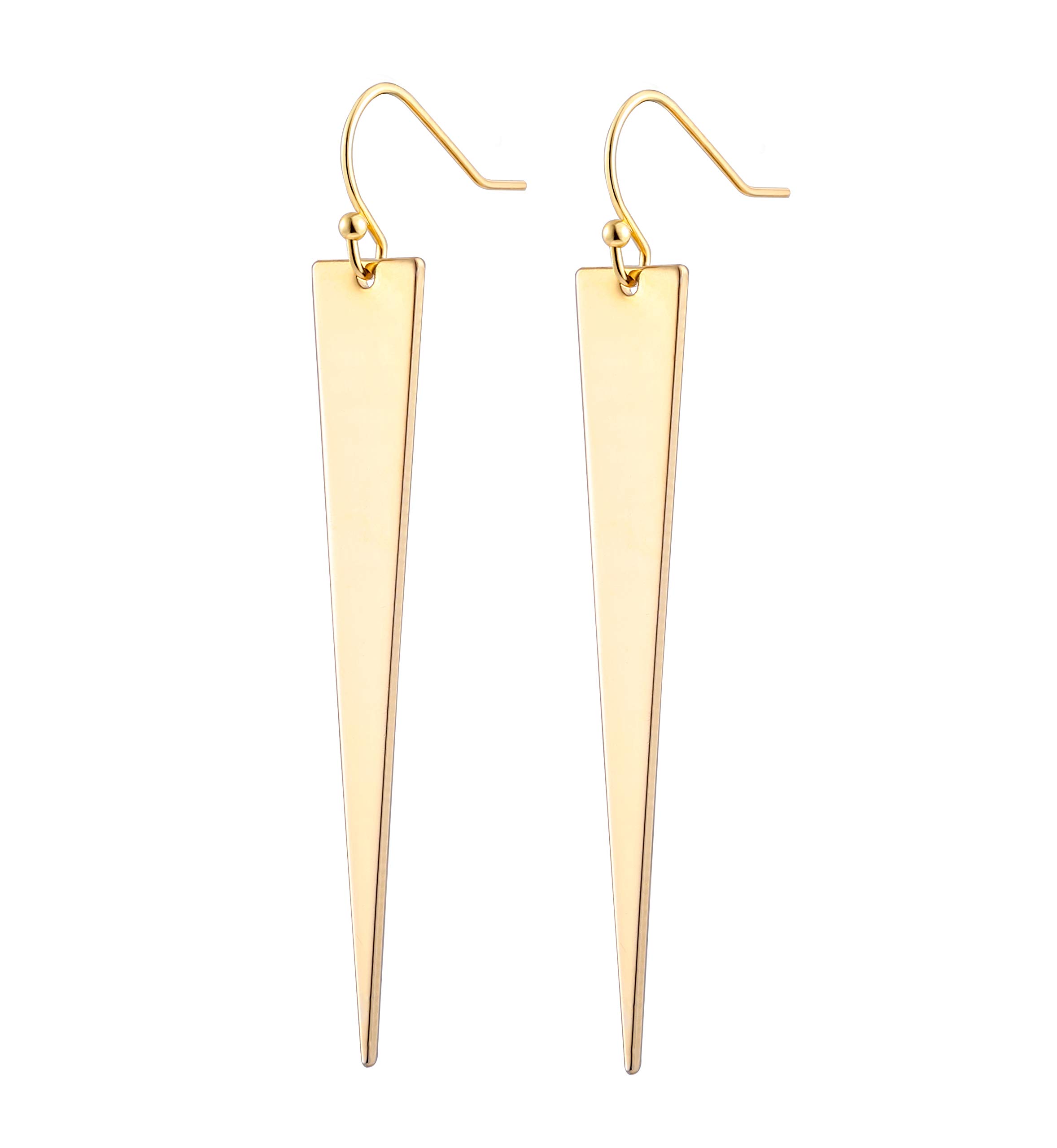 18K Gold Long Triangle Drop Dangle Earrings for Women Geometric Minimalist Hypoallergenic Earrings Fashion Edgy Gold Dangle Earrings for Women