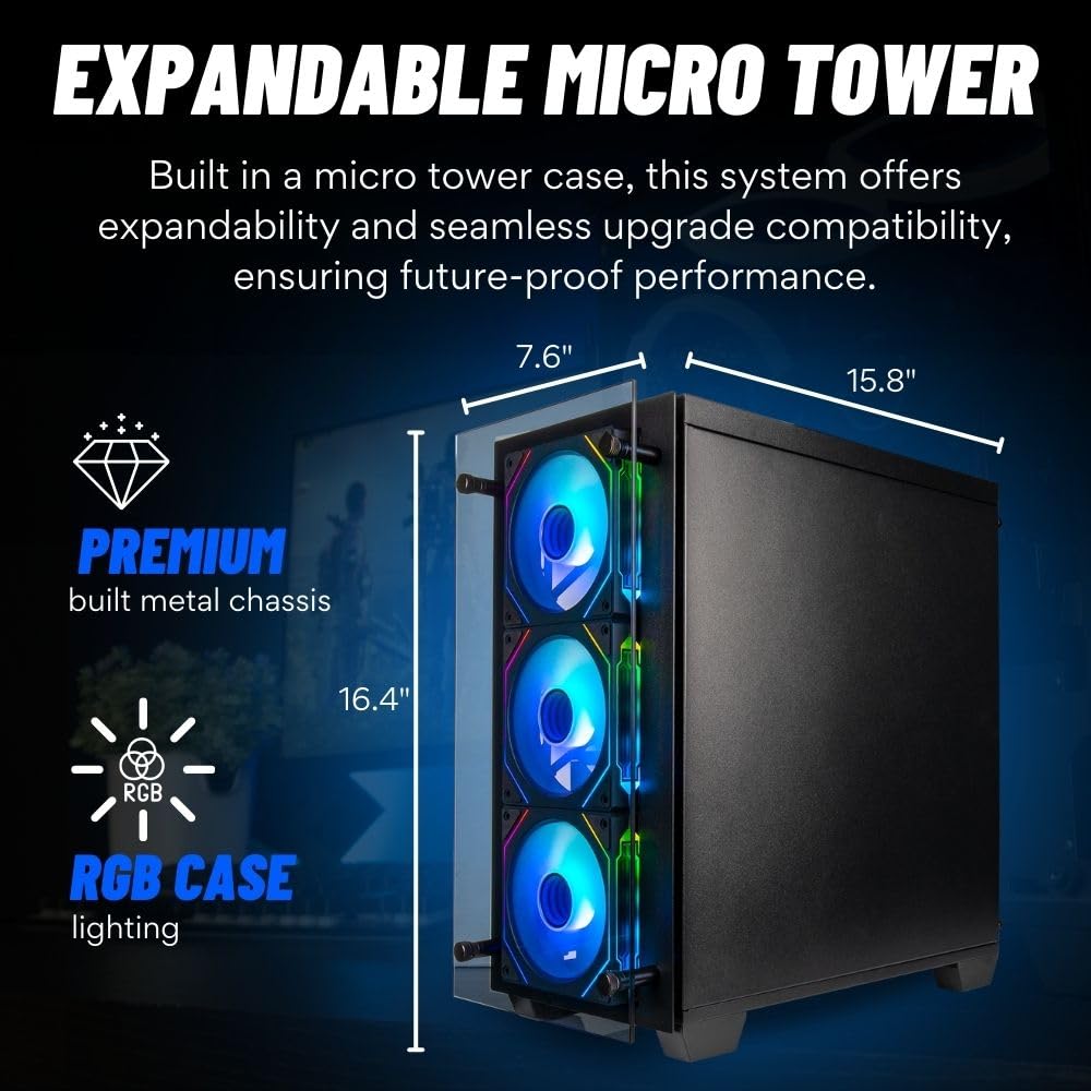 Stratos Micro Gaming Desktop - RTX 3070 (> 4060 TI), Intel 20 Core i7-14700KF (~ i9-13900K), 32GB DDR5 RAM, 1TB NVMe SSD + 3TB HDD, WiFi, W11H - Liquid Cooled RGB Gamer Computer