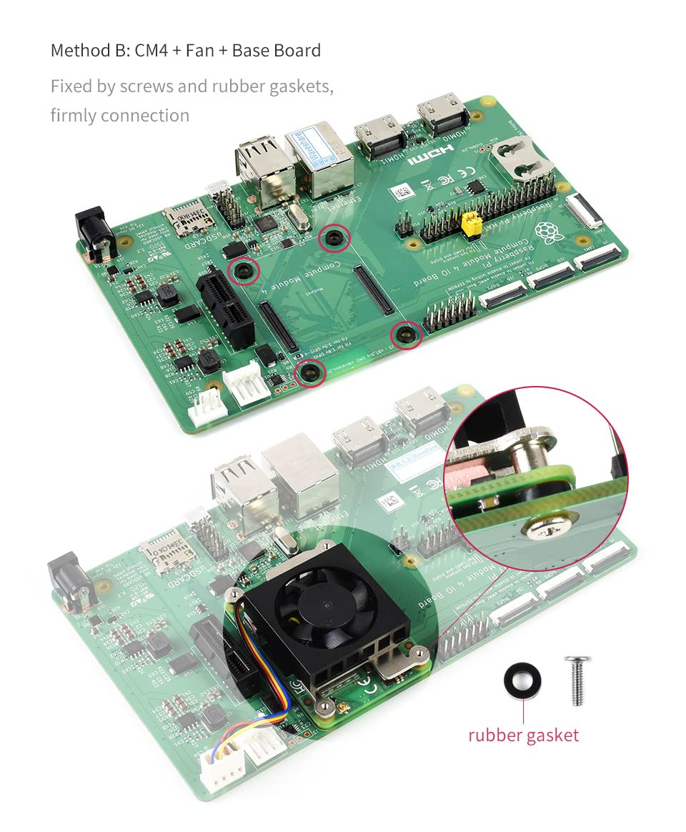 for Compute Module 4 3007 Cooling Fan 5V CPU Cooling Fan Cooler Radiator with Thermal Tapes, Low Noise, PWM Speed Adjustment