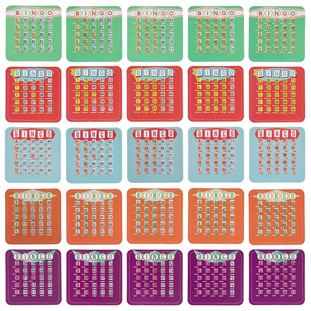 25-Pack EZ Clear 7" Shutter Bingo Cards with Fingertip Quick Clear Shutter Slide - Easy to Read Large Numbers