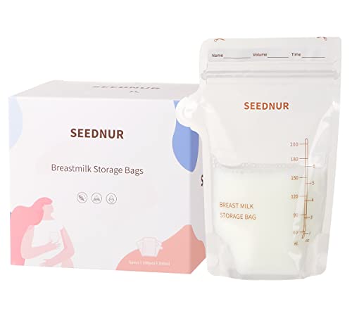 SEEDNUR Breastmilk Storage Bags Breast Pump Bag Breastmilk Storage Container 7 OZ Nursing Bags Breastfeeding Essentials 100 Count(Mom)