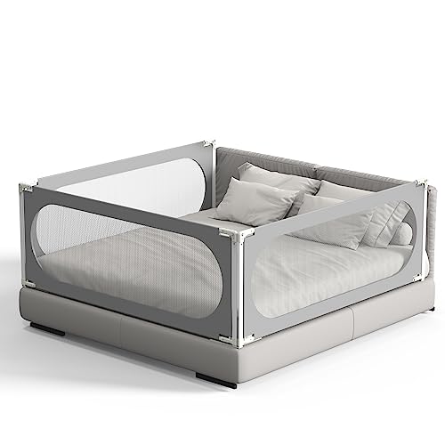 AGIMOLI Baby Bed Rail with Safety Y-Strap Extra Long Twin Full Queen King Size Infants Toddlers Guardrail with Reinforce Anchor Safety System (Grey, 75 inch (Pack of 1))