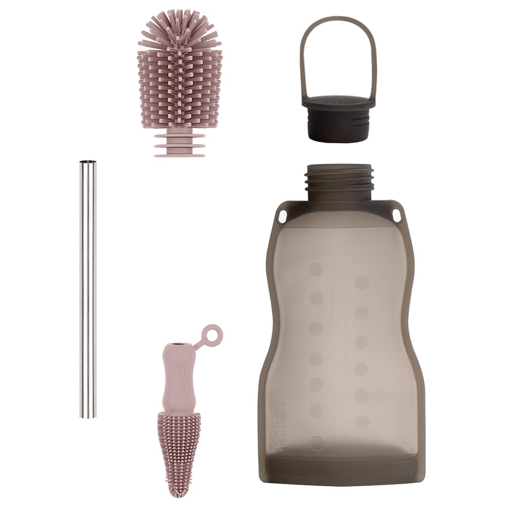 haakaa Silicone Breastmilk Storage Bag 5pk & Blush Silicone Cleaning Brush Set.
