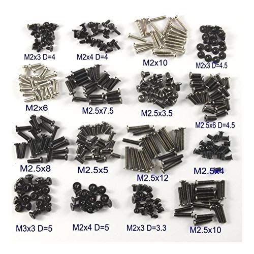 LXBO-FF 320Pcs/Set Laptop Computer Notebook Screws Kit Assemble Fastening Flat Head Black Repair Case for IBM Dell Lenovo Samsung