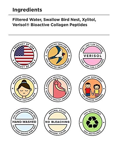 Golden Nest Premium Bird Nest Soup, Swallow Bird Nest 100% Natural - Made in USA, (燕窩) 6 bottles x 75ml (2.5 oz.) - (Collagen)