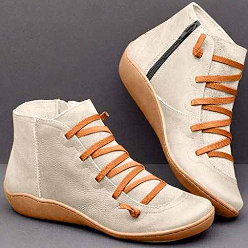 2019 New Arch Support Boots- Women's Leather Damping Shoes Fashion Side Zipper Platform Booties Casual Christmas Shoes
