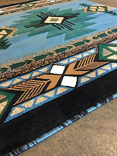 Champion Rugs Southwest Native American Indian Light Blue Area Rug (3 Feet 10 Inch X 5 Feet 2 Inch)