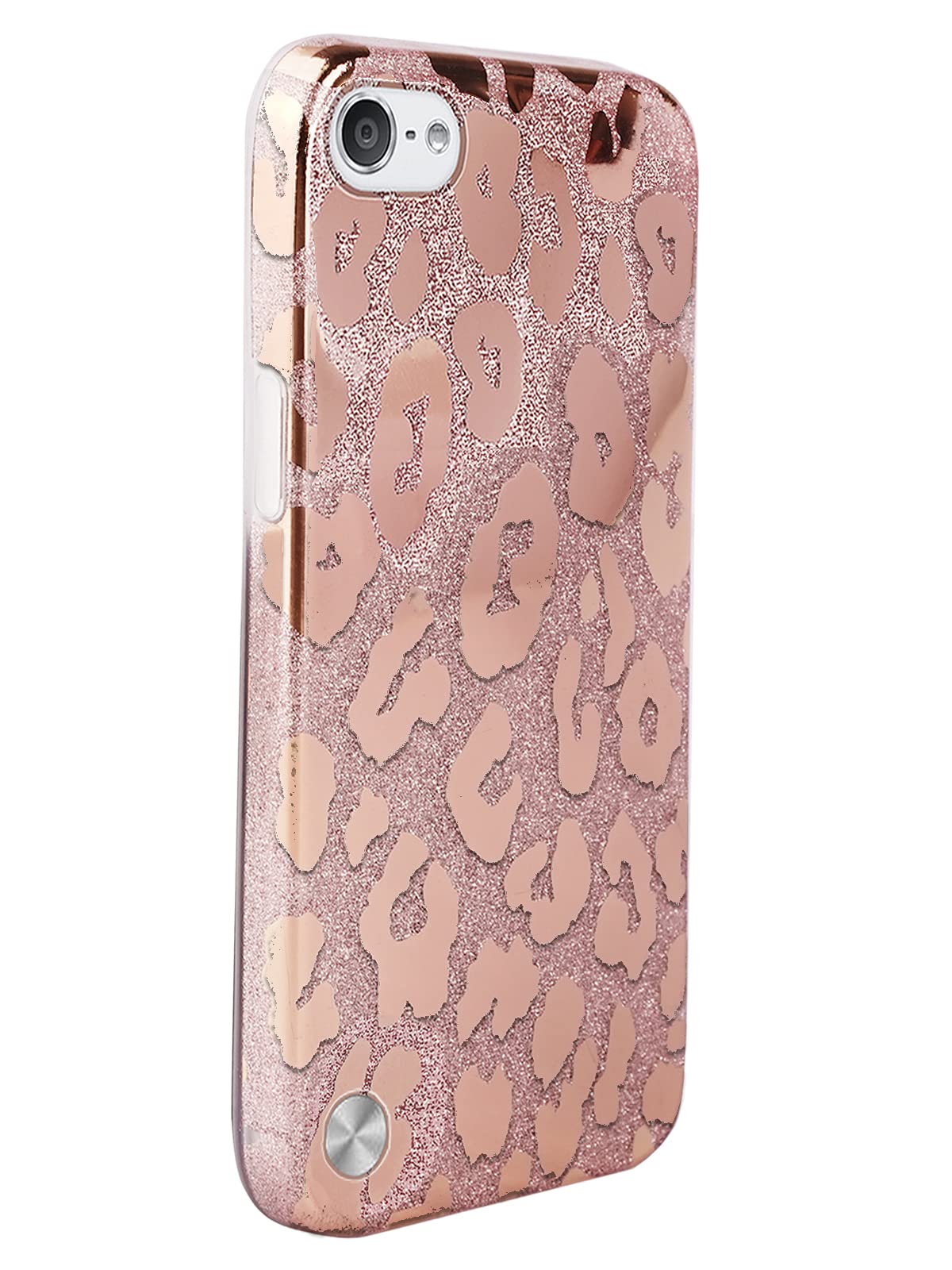iPod Touch 7th Generation Case, J.west iPod Touch 6 iPod 5 Case, Luxury Saprkle Bling Glitter Metallic Leopard Print Design Soft Slim Protective Cases for Women Girls Silicone Cover Rose Gold