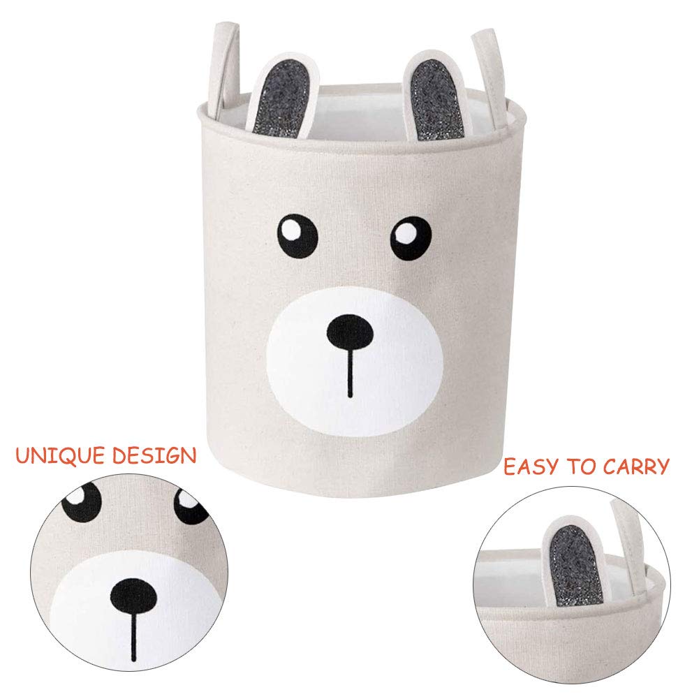 XYDZ Children's Laundry Basket Collapsible Fabric Nursery Storage Bin Cute Organizer Large Foldable Hamper for Home Closet Laundry Cartoon Clothes Bag Toys Storage Stylish Apricot Ear Bear Design