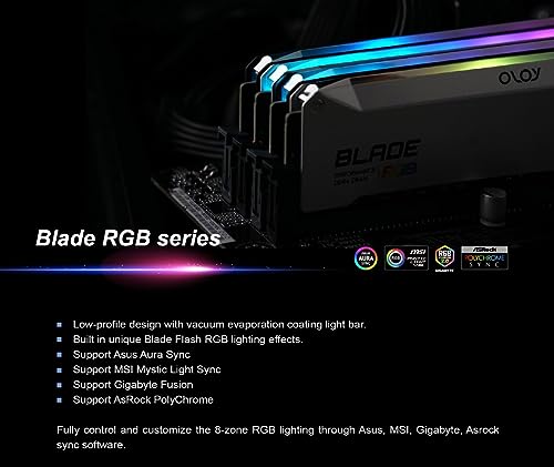 OLOy DDR4 RAM 16GB (2x8GB) Blade Aura Sync RGB 3600 MHz CL14 1.45V 288-Pin Desktop Gaming UDIMM (MD4U0836144BRADE)