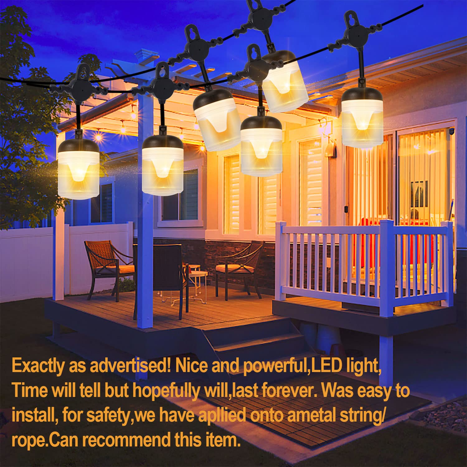 52.5ft Outdoor String Lights LUISTUL, Patio String Light with 16 Warm White shatterproof led Bulbs dimmable Controller for Garden Backyard Christmas Porch Hanging Decor
