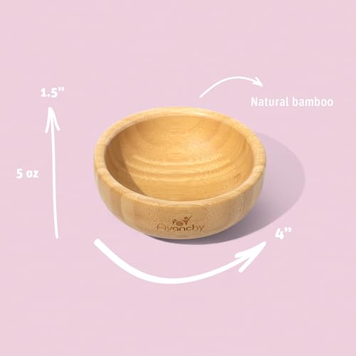 Avanchy Bamboo Baby Bowls MINI Prep Bowl Set for Babies Kids Toddler for Feeding Food 4 oz, Single Bowl