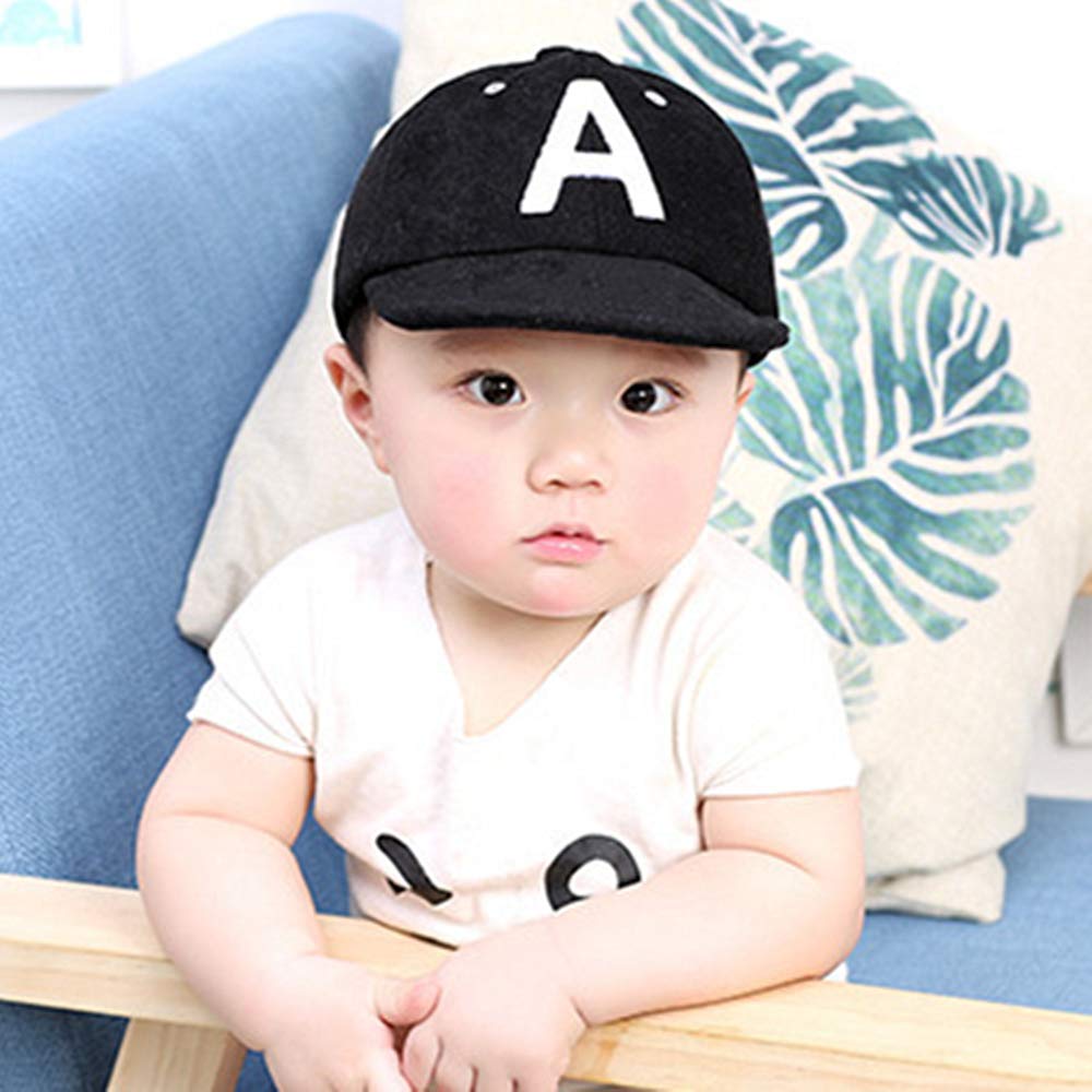 Baby Baseball Cap Striped Sun hat Letter Sun Protection Hat Infant Toddler Baby Boy Cotton Kids Children Adjustable Hats (Click B hat - Black)