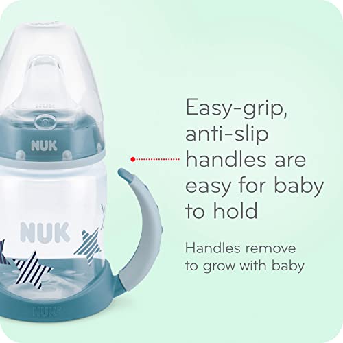 NUK Learner Cup, 10 Ounce, Tritan Gray Star โ BPA Free, Spill Proof Sippy Cup