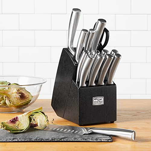 Chicago Cutlery Malden 16 Piece Stainless Steel Kitchen Knife Block Set, Stainless Steel Blade that Resist Rust, Stains, and Pitting